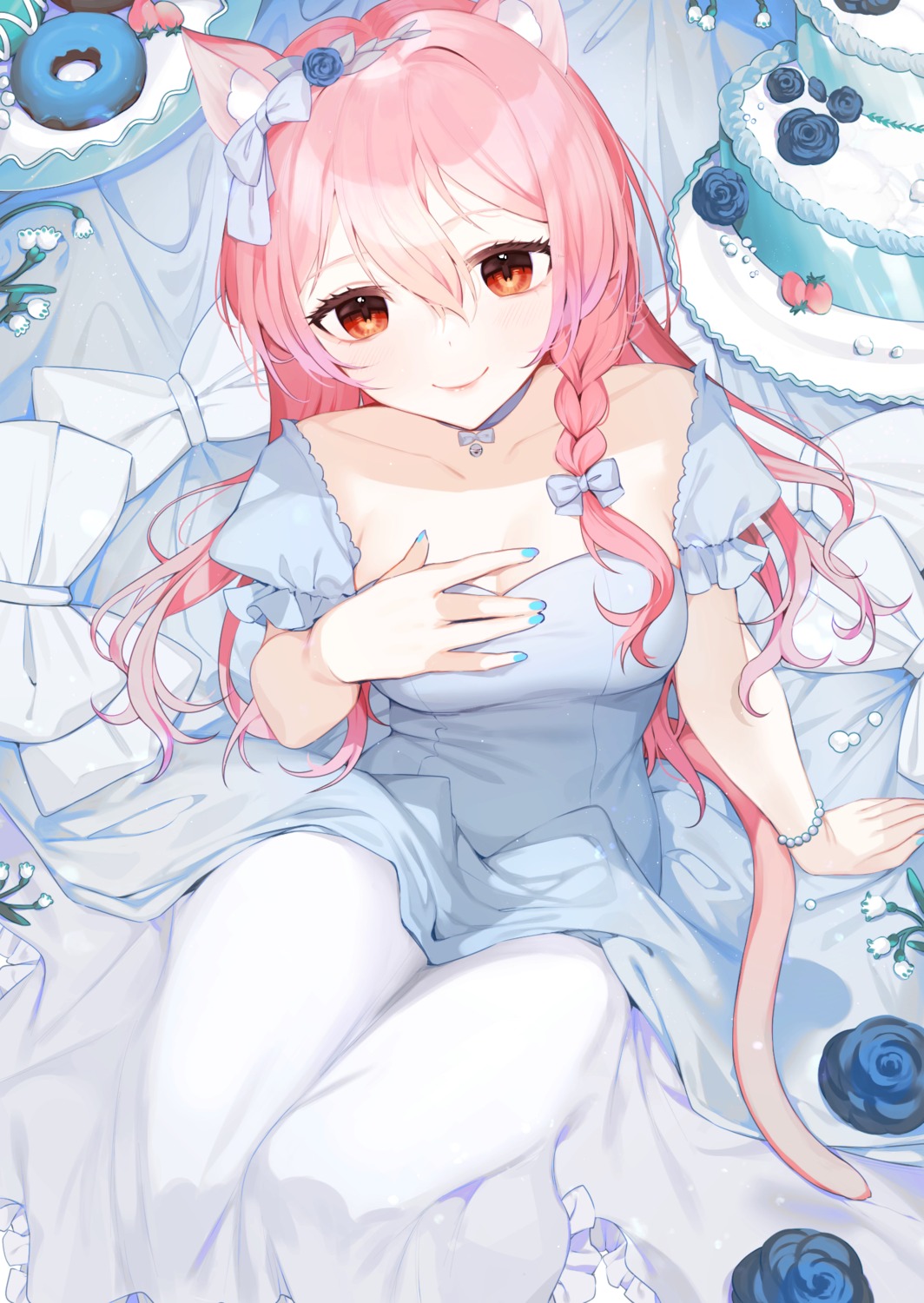 koyo akio animal ears cleavage dress nekomimi skirt lift tail | #903201 | yande.re